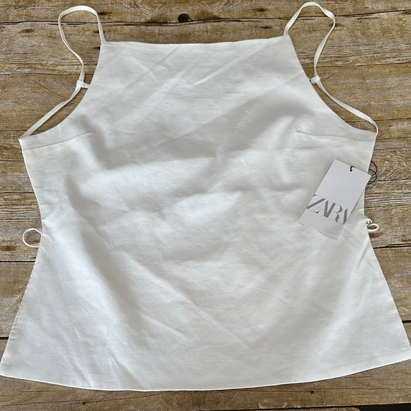 Zara | Tops | Zara White Open Back Strappy Linen Blend Top | Poshmark
